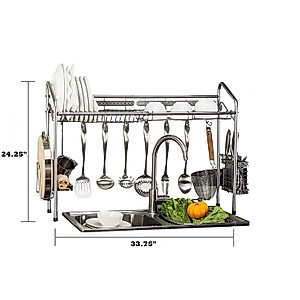 Premium Racks Professional Over The Sink Dish Rack - Fully Customizable - Multipurpose - Large Capacity (Chromium Steel)