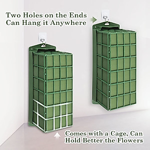 YOMUME Floral Foam Cage 2 Pieces, Flower Cage Holder with Floral Foam for Fresh Flower Arrangement and Artificial Flowers, Dry Floral Foam Blocks for Wedding, Green Florist Foam