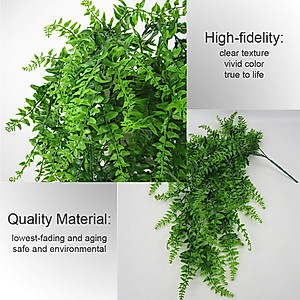 GBESTWOOW Fake Fern Artificial Hanging Ferns Outdoor Faux Hanging Greenery Plant Indoor UV Resistant Plastic Plants for Wall, Wedding Party, Holiday Decor-2Pcs