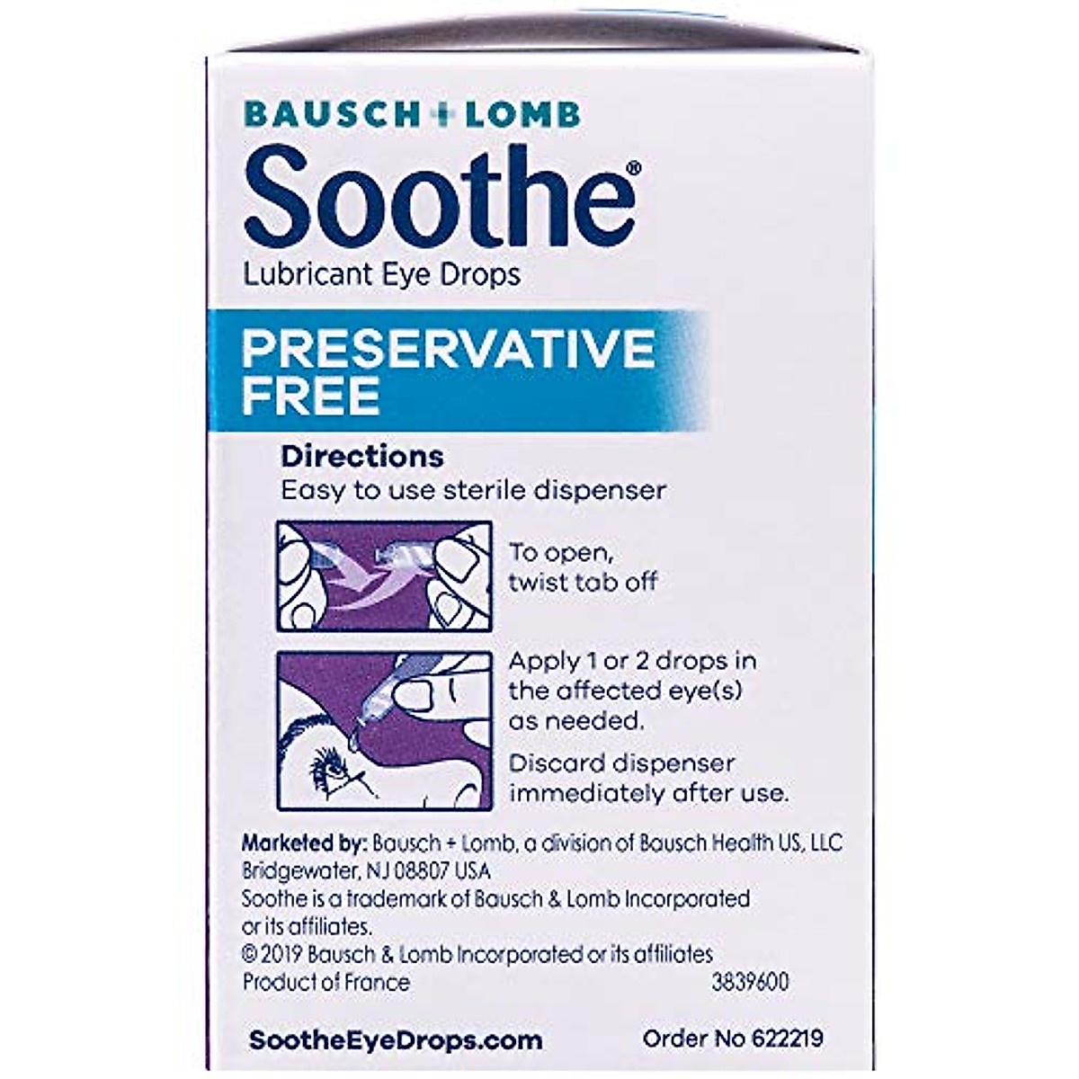 Bausch + Lomb Soothe Preservative-Free Lubricant Eye Drops, Box of 28 Single Use Dispensers