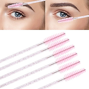 Tbestmax 200 Disposable Mascara Wand and Lipstick Applicator Wands Crystal Lip Gloss Brush Lash Spoolies for Eyelash Extensions (Pink)