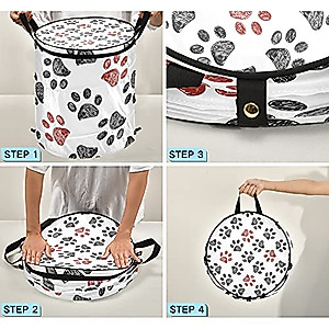 Doodle Paw Pop Up Laundry Hamper With Lid Foldable Laundry Basket With Handles Collapsible Storage Basket Clothes Organizer for Apartment Camping Picnic