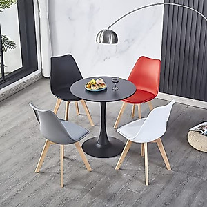 Forsho Tulip Table 32" Round Dining Table Set for 4, Mid Century Modern Circle Dining Table with Pedestal Base (Black)