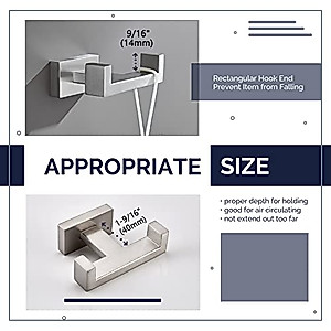 Angle Simple Double Towel Hook, SUS304 Stainless Steel Bath Towel Holder, Bathroom Double Robe Hook, Hand Towel Hanger Wall Mount, Brushed Nickel