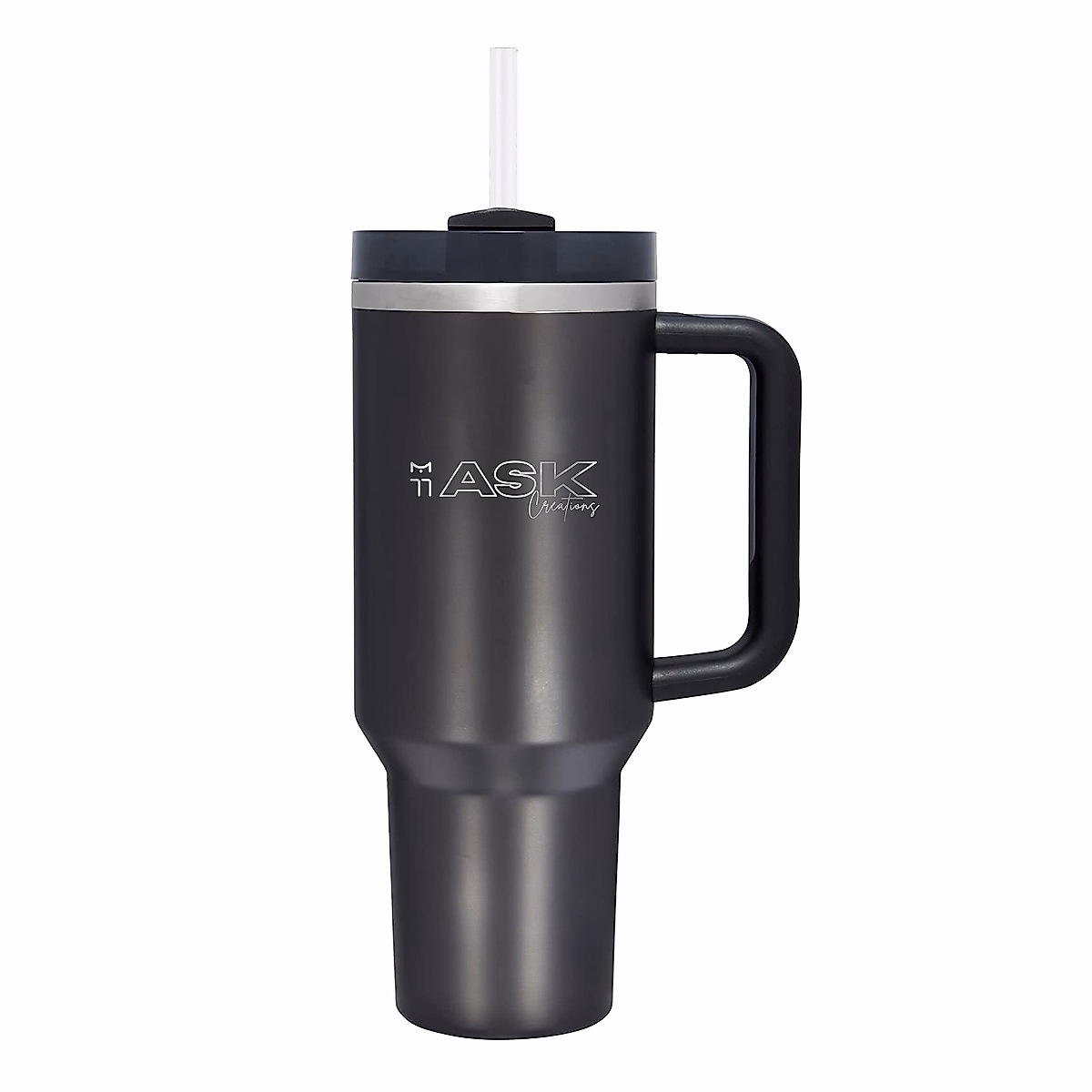 Ask HydroQuench 2.0 40oz /1183 ml Tumbler - Insulated Stainless Steel Travel Mug with reusable Straw, and Silicone Boot. (Black)