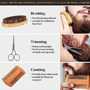 Beard Kit, Mustache Beard Grooming Kit Christmas Gifts for Men Dad Husband Boyfriend with 2 Beard Oil, Beard Wax, Beard Balm, Beard Wash, Brush, Comb, Scissor, Beard Soften Style Kit, Mens Gifts Set