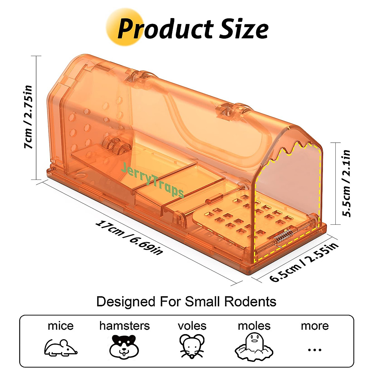 Humane Mouse Trap No Kill,Catch and Release Indoor/Outdoor Mouse Traps for Mice,Easy to Set,Mouse Catcher Quick Effective Reusable and Suitable for Families Yellow(2PCS)