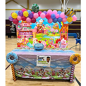 Candyland Theme Party Backdrop Cartoon Rainbow Lollipop Sweet Donut Ice Cream Photography Background for Kid Adult Ice Cream Birthday Party Decoration Banner Baby Shower Photo Props