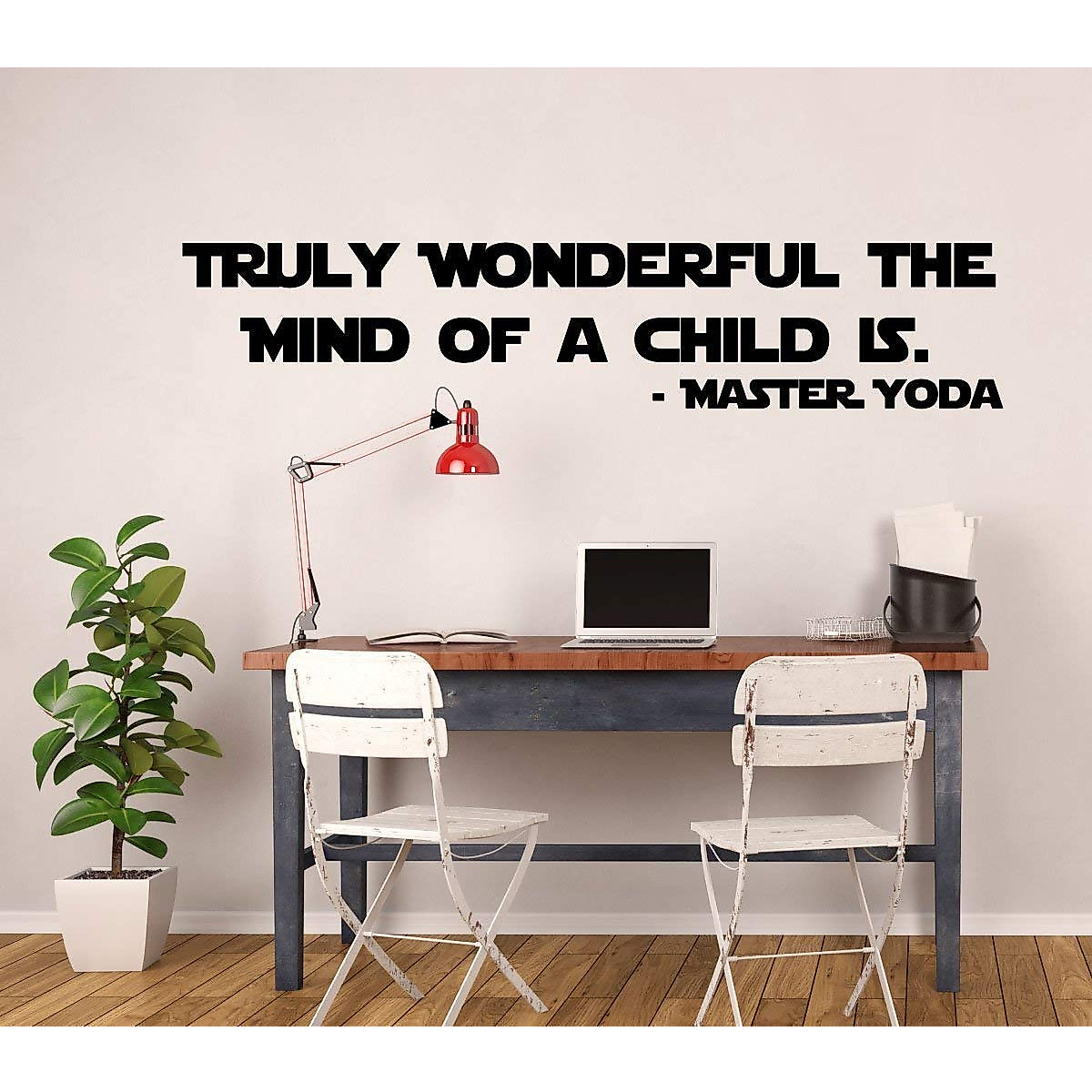 Yoda Child Quote Decal - Star Wars Master Jedi Vinyl Sticker - "Truly Wonderful The Mind Of A Child Is" - Wall Art Decor for Classrooms, Library, Boy's or Girl's Bedroom, Playroom or Nursery
