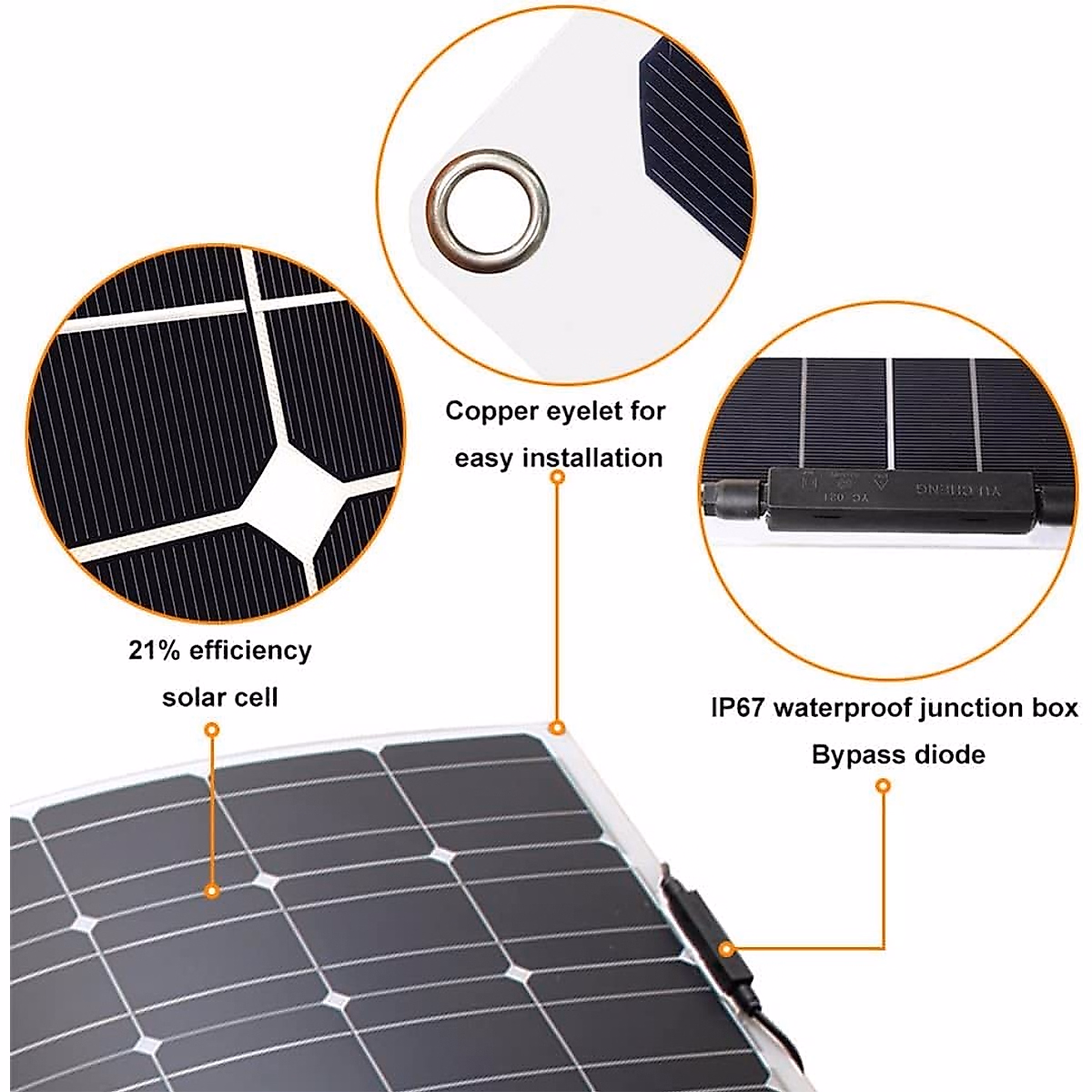 Solar Panel Solar Panel Kit 50W 18V Battery Charger Monocrystalline Pv Module with Solar Panel + Solar Controller + Car Charger + Battery Clip + Carabiner + Suction Cup, for Rv Camping Trail