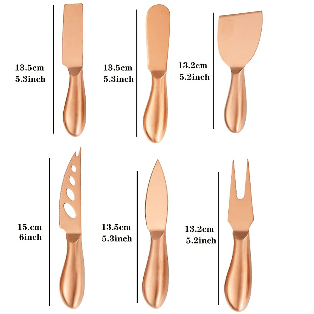 Cheese Knife Set 6 Piece, Stainless Steel Cheese Cutter, Cheese Spreader knife with Ergonomic Handle, Cheese Shaver and Fork for Holiday, Birthday, Wedding, Party