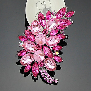 Ezing 4Pcs Pink Brooch Lot with Rhinestone Crystal Wedding Fashion Jewelry (Pink)