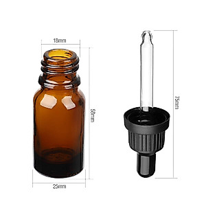 Amber Glass Dropper Bottle with Glass Pipette, 6 X 10ml Glass Eye Dropper Bottles Refillable for Essential Oil Aromatherapy Blends