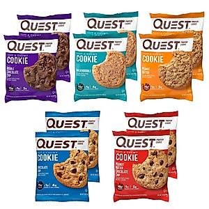 Quest Protein Cookie Variety Pack of 5 Flavors (10 Count) High Protein Low Carb Snack Bundle by ZIGGALOU®