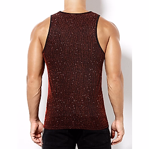 Arjen Kroos Men's Sequin Sleeveless Tank Top Sparkly Rave Metallic T-Shirt