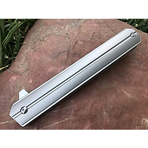 TACTICAL GEARZ Premium Titanium EDC Pocket Knife! Solid Tc4 Titanium Handle! D2 Steel Tanto Blade! Includes Sheath! Seren (Platinum)