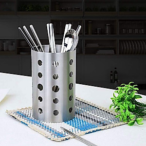 Jerliflyer Stainless Steel Tableware Storage Bucket, Kitchen Utensil Rack Caddy Stainless Steel Chopsticks Cutlery Cookware Organizer Cutlery Storage Rack