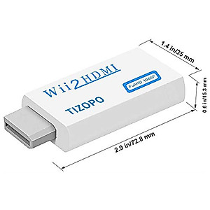 TIZOPO Wii to HDMI Converter,Wii HDMI Adapter Output Video Audio HDMI Converter 1080P，with 3,5mm Audio Jack&HDMI Output Compatible with Wii, Wii U, HDTV, Supports All Wii Display Modes 720P, NTSC