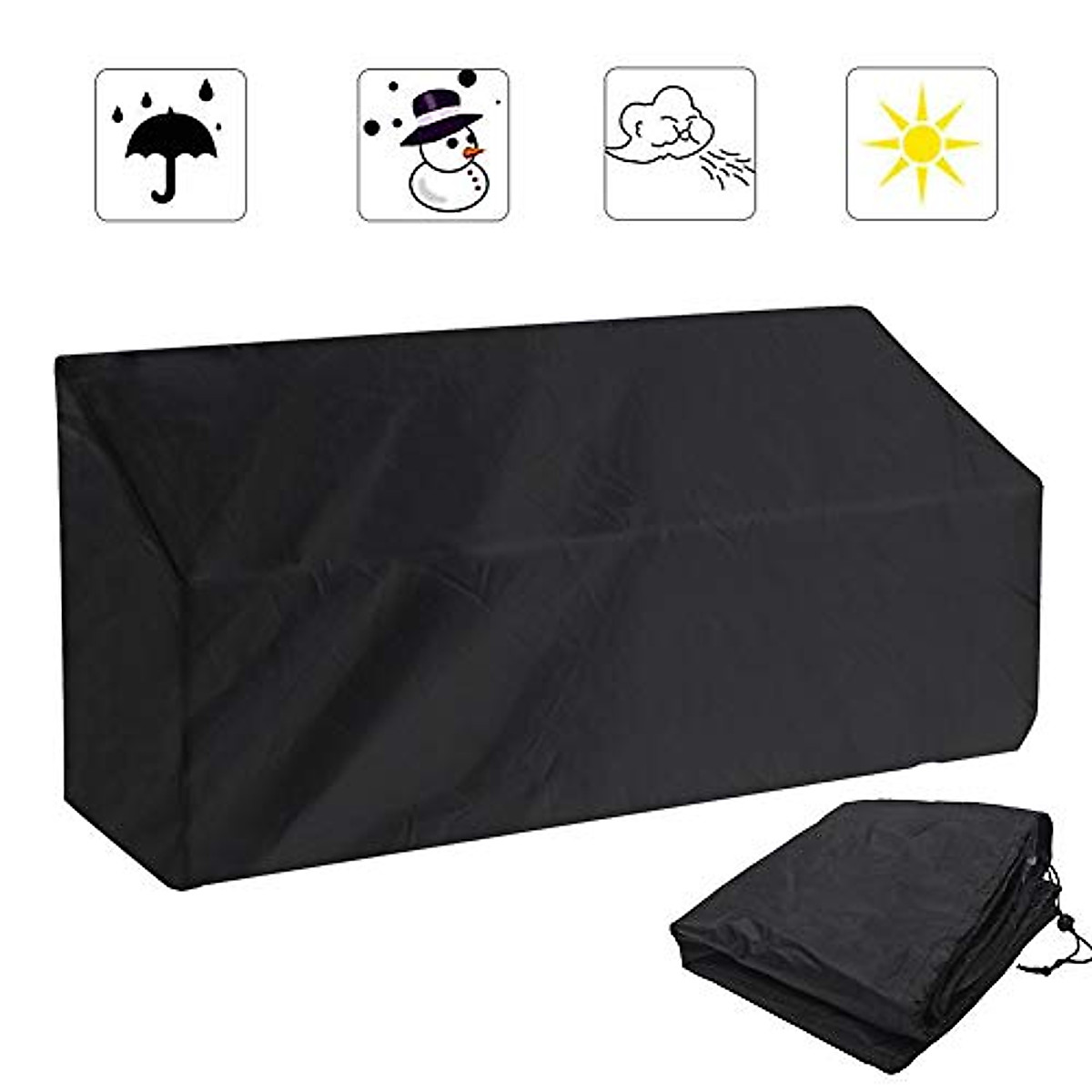 2/3/4 Seater Outdoor Bench Cover, Polyester Fabric Waterproof Anti-UV Dustproof Garden Patio Bench Seat Cover Furniture Protector with Drawstring Cord and Storage Bag