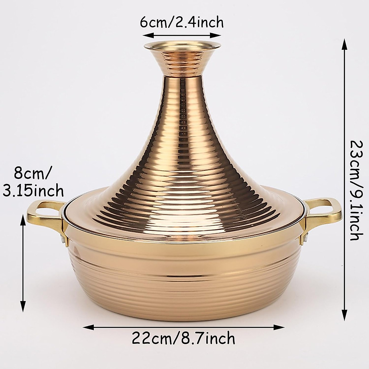 Generic moroccan tagine cooking pot,304 Stainless Steel Lid Anti-Scalding Handle High Temperature Resistance,for Cooking and Stew Casserole Slow Cooker,Gold,30cm