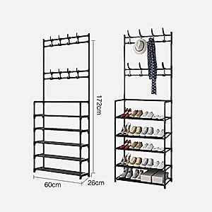 Shoe Rack For Closet,Shoe Organizer With Hat Bag Coat Hanger Racks,Entryway Stand Shelf For Shoes Storage And Organization, 5 tiers (60cm)