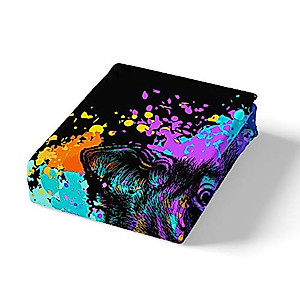 Erosebridal Wolf Bedding Set Full Size Tie Dye Duvet Cover Safari Animals Print Comforter Cover for Kids Boys Juvenile Splash Graffiti Hip Hop Bedspreads Cover with 2 Pillow Cases Colorful Teal Black