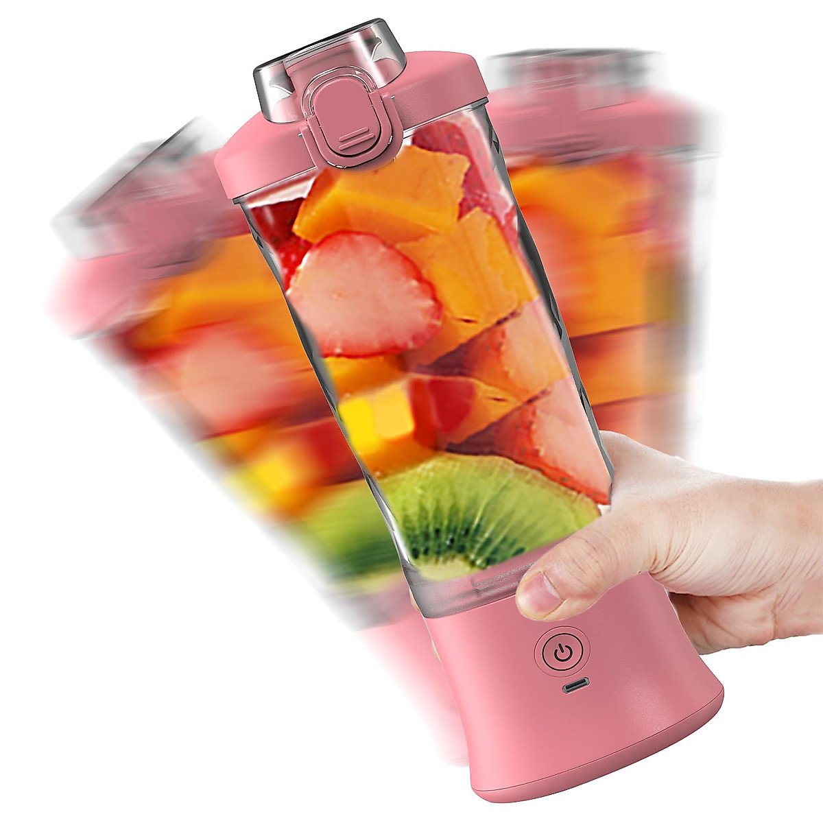 Portable Blender USB Rechargeable, Personal Size Blender Juicer Machines Cup For smoothies and shakes, 20oz Mini Fruit Mixer Cup with Six Blades (Pink)