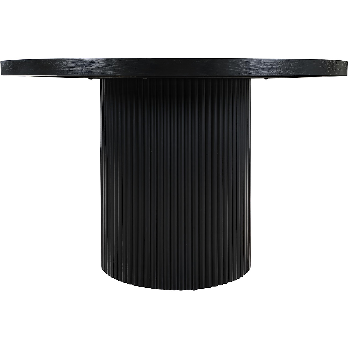 Meridian Furniture 728Black-T Belinda Collection Mid-Century Modern Dining Table, Solid Wood Base, Black Finish Oak Wood Veneer MDF Top, Round Top, Fluted Base, 48" W x 48" D x 31" H, Black