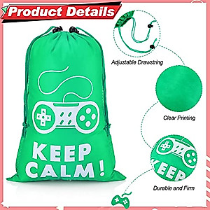 36 Pieces Video Game Party Favors Set Include Gamer Party Favor Bags with Drawstring Silicone Bracelets Wristbands Game Controller Keychains for Boys Girls Gaming Birthday Party Supplies Decorations
