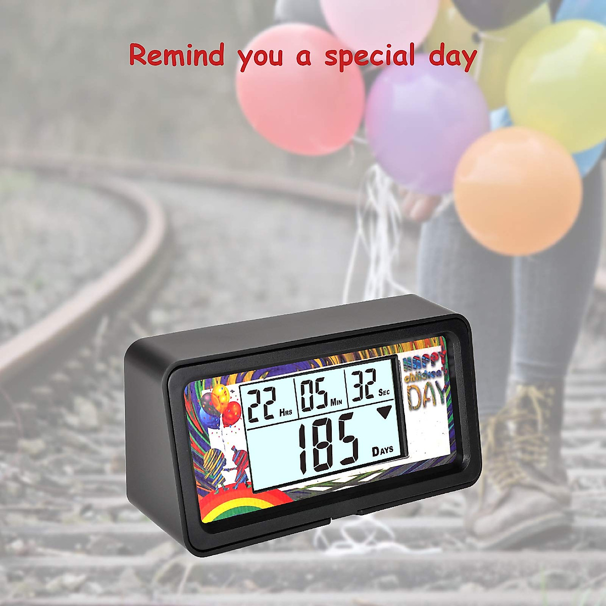 Runleader Digital Count-Down Events Timer,Stopwatch Record,Calendar&Clock Display,Data Resettable for Vocation Retirement Meeting Anniversary Graduation Wedding Premiere.