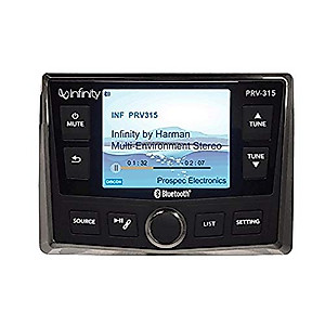 Milennia Infinity AM/FM/WB Tuner AUX USB Bluetooth, 4X 6.5 180W Peak Dual Cone Boat Stereo Speaker (White), 4-Channel Amplifier w/Kit, Speaker Wire, Antenna, USB/AUX Interface