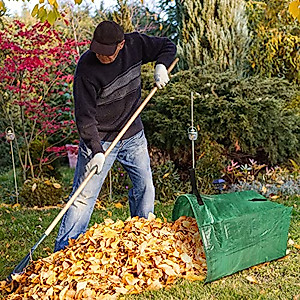 Shappy 3 Pack Large Yard Dustpan-Type Garden Bag Leaf Bags, Reusable Heavy Duty Gardening Bags, Yard Waste Container with Reinforced Carry Handles 53 Gallon Per Bag, Come with Gloves