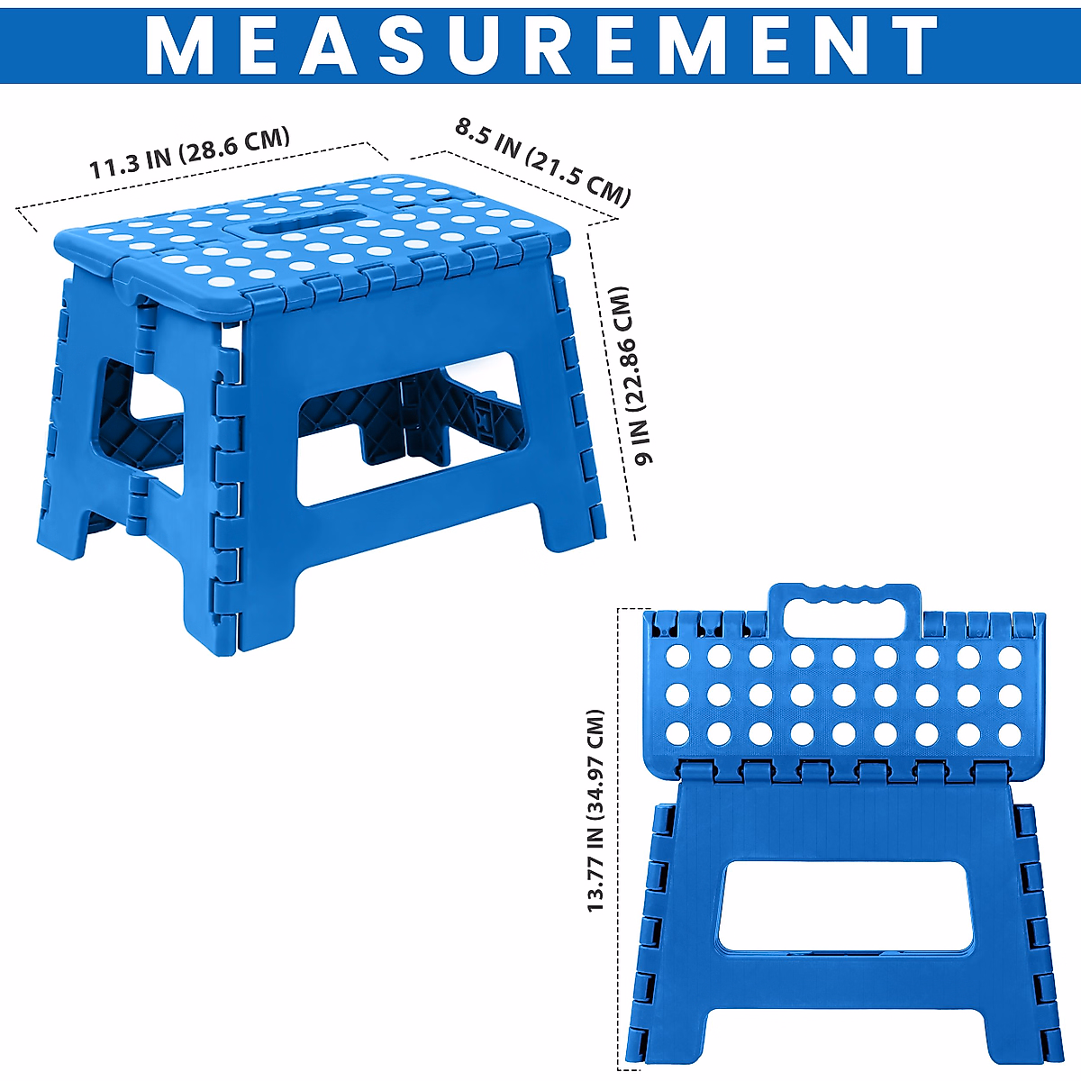 Utopia Home Folding Step Stool - (Pack of 1) Foot Stool with 9 Inch Height - Holds Up to 300 lbs - Lightweight Plastic Foldable Step Stool for Kitchen, Bathroom & Living Room (Blue)