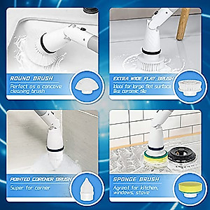 Shower Cleaning Brush, Electric Spin Scrubber, Cordless Shower Scrubber for Cleaning, Tub and Tile Power Scrubber, Adjustable Extension Handle & 4 Replaceable Brush Heads for Home,Kitchen,Floor,Car