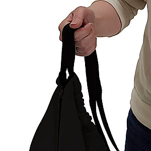Household Essentials Door Hanging Laundry Bag, Washable Canvas Bag with Loop Handle, Holds Two Loads of Laundry, Great for Dorms and Small Spaces, Black