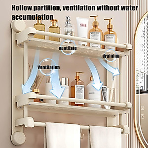 Towel Shelf，Bathroom Towel Rack with Shelf SUS304 Stainless Steel Wall Mount with Upgrade Suction Cup for Bedroom Bathroom Kitchen(White,15.75x5.91x9.45in)