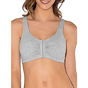 Fruit of the Loom Women's Front Close Builtup Sports Bra, Black/White/Heather Grey 3-Pack, 34