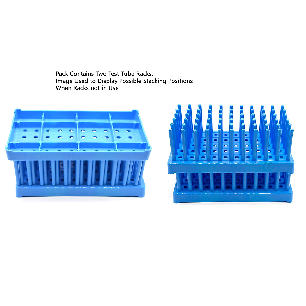 EISCO (Pack of 2) Blue Plastic Peg Drying Rack Holds 50 16mm Test Tubes