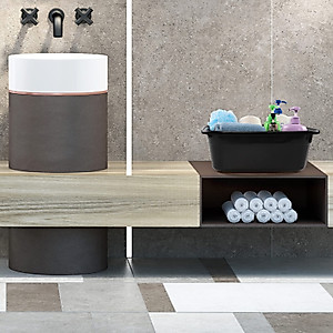 Bblina 3-Pack 18 Quarts Rectangular Dish Basin, Plastic Dish Washing Pan, Black