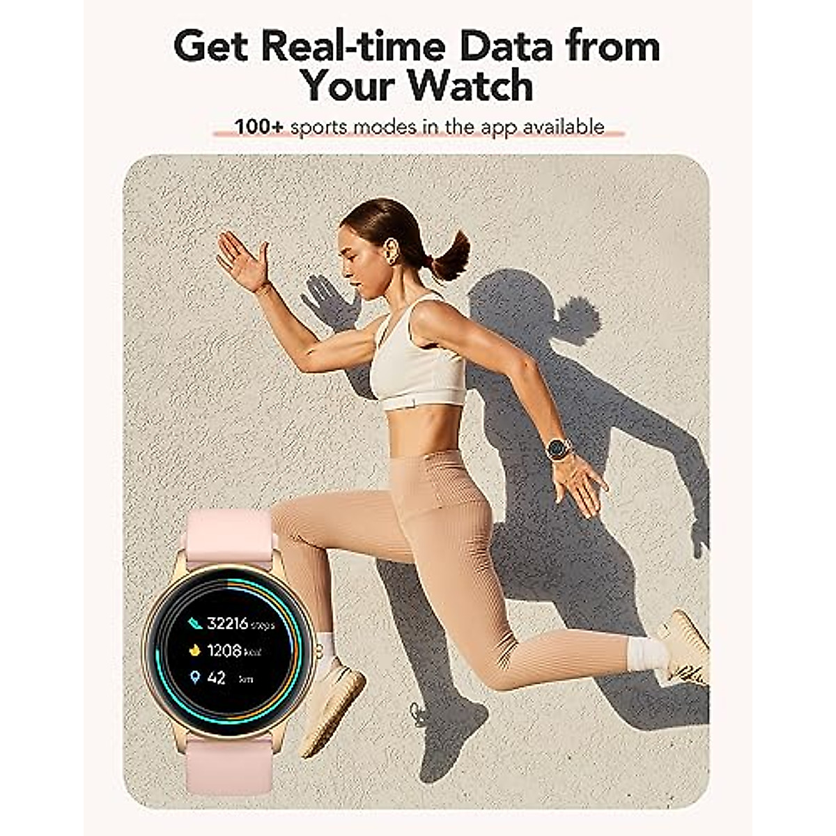 AGPTEK Smart Watch for Women(Answer/Make Calls) - Smartwatch for Android iOS Phones with Heart Rate Sleep Monitor Step Counter, Fitness Tracker Watch with 100+ Sports Modes, Pink