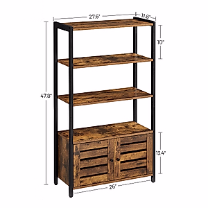 VASAGLE LOWELL Bookshelf, Storage Cabinet with 3 Shelves and 2 Louvered Doors, Industrial Bookcase in Living Room, Study, Bedroom, Multifunctional, Rustic Brown ULSC75BX