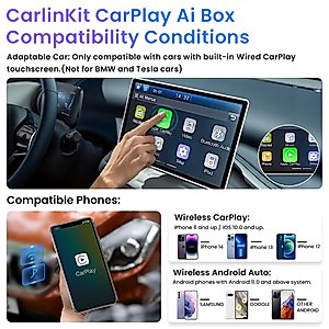 Carlinkit CarPlay Ai Box Android 13.0 System Wireless CarPlay Android Auto QCM6125 8-core 8G+128G, Multimedia Box Spotify/Netflix/YouTube Car Video, GPS+Glonass/Google Play Download Apps
