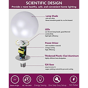 LUXEXPE Led Light Bulb, G120 Globe Bulb,15W(150W Equivalent) Led Bulbs Warm White 2700k Large Globe Light Bulbs, Non-Dimmable, E26 Base, 1500 Lume, Perfect for Indoor Living Room LED Bulbs