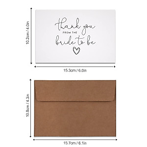 All Ewired Up Thank You From The Bride To Be Heart Cards with Kraft Envelopes, Box of 30, Folded, Tented, Bulk, Wedding, Bridal Shower, Bachelorette Party, Hen's Night, Rehearsal Dinner