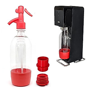Sodafall Seltzer bottle with converter adapter for SodaStream machines/Fizz saver seltzer bottle with dispenser (red)