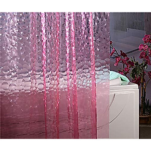 Adwaita Newest Design 3D Bubbles Shower Curtain Liner, No Odors,Eco Friendly(Pink)