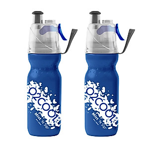 O2COOL Mist 'N Sip Misting Water Bottle 2-in-1 Mist And Sip Function With No Leak ArcticSqueeze Pull Top Spout Sports Water Bottle Reusable Water Bottle - 20 oz - 2 PACK - Red
