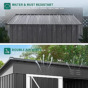 DWVO Outdoor Storage Shed 5x3FT, Heavy Duty Metal Tool Sheds Storage House with Lockable Door & Air Vent for Garden, Patio, Lawn to Store Bikes, Trash Bins, Tools, Lawnmowers, Dark Gray