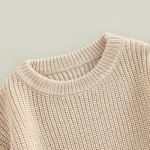Afunbaby Baby Girl Boy Knit Sweater Blouse Pullover Sweatshirt Warm Crewneck Long Sleeve Tops for Infant Toddler (3-6 Months,Cream)