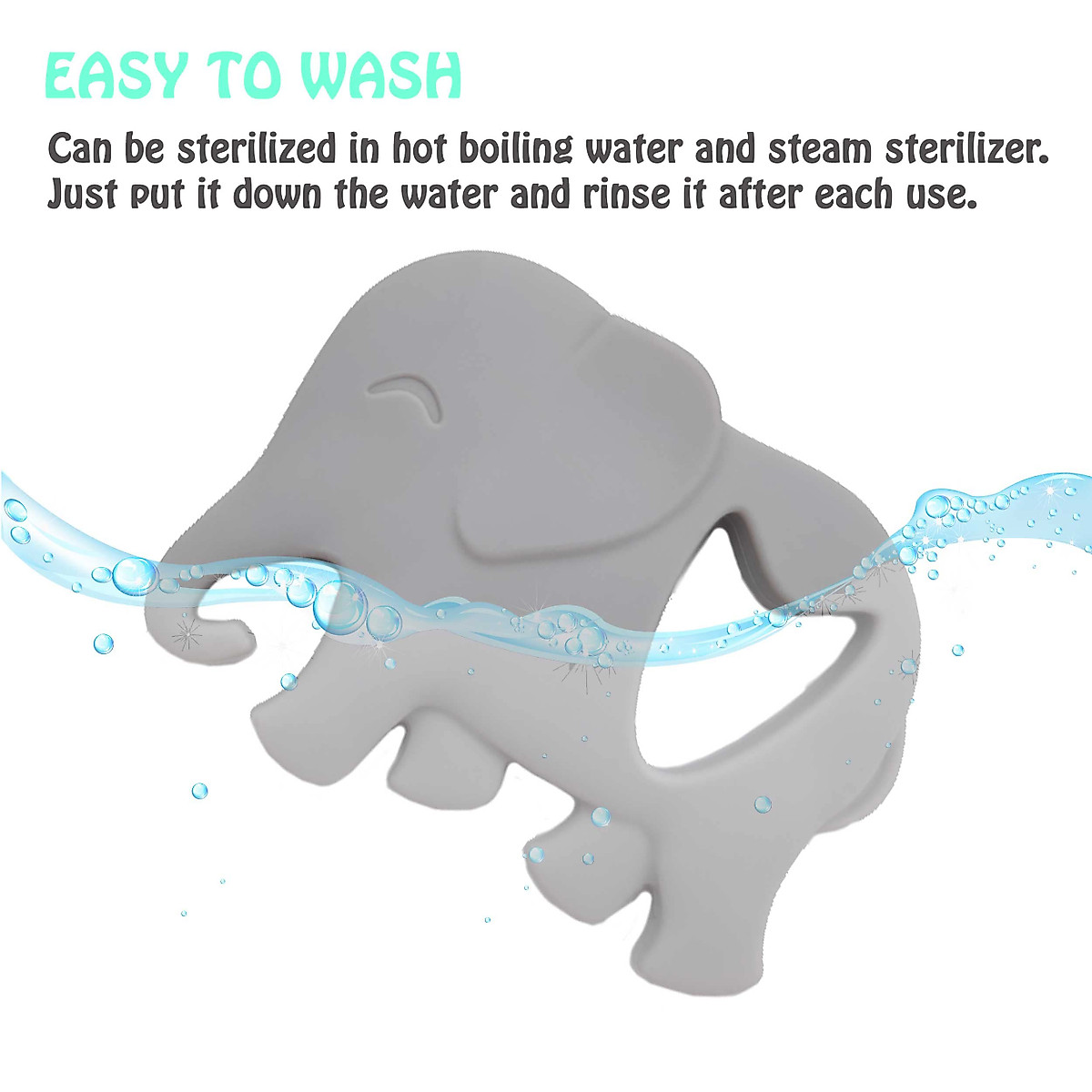Baby Teething Toys Baby Teethers for Babies 0-6 Months 6-12 Months Infants (Glacier Gray, Elephant)